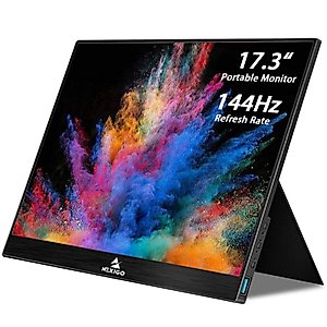 NexiGo 144Hz 17.3 Inch Portable Gaming Monitor, FHD IPS Computer Display, Dual Speakers Eye Care Screen with HDMI/Type C for Laptop PC/MAC/Surface/PS4/Xbox/Switch, Included Black Smart Cover (Renewed)