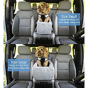 Snoozer Center Console Dog Car Seat, Dog Console Car Seat for Dogs Under 12 lbs, Wide Vehicle Consoles, Size: Large, Black Quilted Washable Cover, Comfortable and Secure, Harness Attachment Included