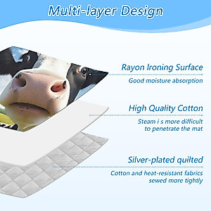 GOODOLD Funny Cow Ironing Mat Portable Travel Ironing Pad for Washer,Dryer,Table Top, Iron Board Alternative Cover, Large Heat Resistant Ironing Blanket