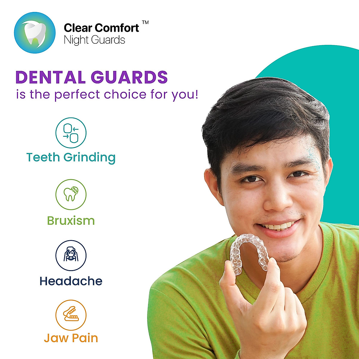 ClearComfort Night Guards Custom Made Mouth Guard for Teeth Grinding, Dental Night Guard, Sleep Mouth Guard, Protect Teeth from Grinding, Bruxism & TMJ Relief, Made in USA (One Guard)