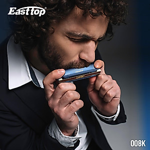 East top Diatonic Harmonica Key of Db, 10 Holes 20 Tones Diatonic Blues Harp Mouth Organ 008K Harmonica with Blue Case, Standard Harmonica For Adults, Professionals and Students
