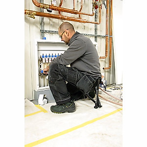 Walkstool - Basic Model - Black Color - 3 Legged Folding Stool in Aluminium - Height 20" to 24" - Maximum Load 330 to 385 lbs - Made in Sweden