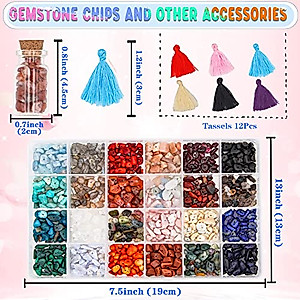 EuTengHao Irregular Chip Stone Beads Kit with Wishing Bottles,Crystal Gemstone Beads and Tassels,Jewelry Wires,Pliers,Rings,Jewelry Findings for Necklace Bracelet Earring Ring Making (1319Pcs)
