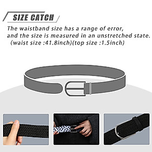 AWAYTR Elastic Braided Belt for Women - 2pcs Unisex Stretch Woven Fabric Belt for Jeans