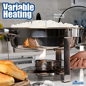 EHOMEA2Z Round Chafing Dish 5 QT Buffet Servers and Warmers, Chaffing Servers with Covers, Catering, Chafer, Folding Stand, Food Warmer for Parties Buffets (1,5 Quart)