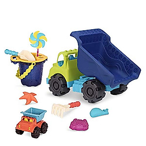B. toys- Large 20" Colossal Cruiser & Sand Ahoy Dump Truck- Water Play & Sand Bucket Set (10-Pc) – Colossal 20" Truck, Toy Cars, Vehicles- 18 Months+