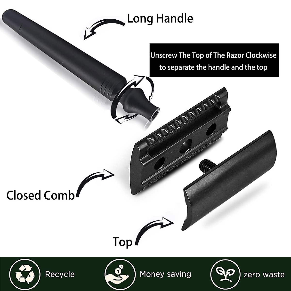 Shaving Razor Kit Double Edage Safety Razor 2 Layers Stainless Steel Shaving Mug Shaving Soap Cream Synthetic Shaving Brush Heavy Chrome Shaving Stand Black Shaving Razor Gift for Men