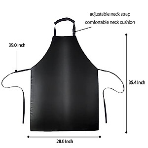 Homsolver Waterproof Apron,35" Heavy Duty Rubber Vinyl Dishwashing Apron,Lab Industrial Chemical Butcher Apron,Dish Apron