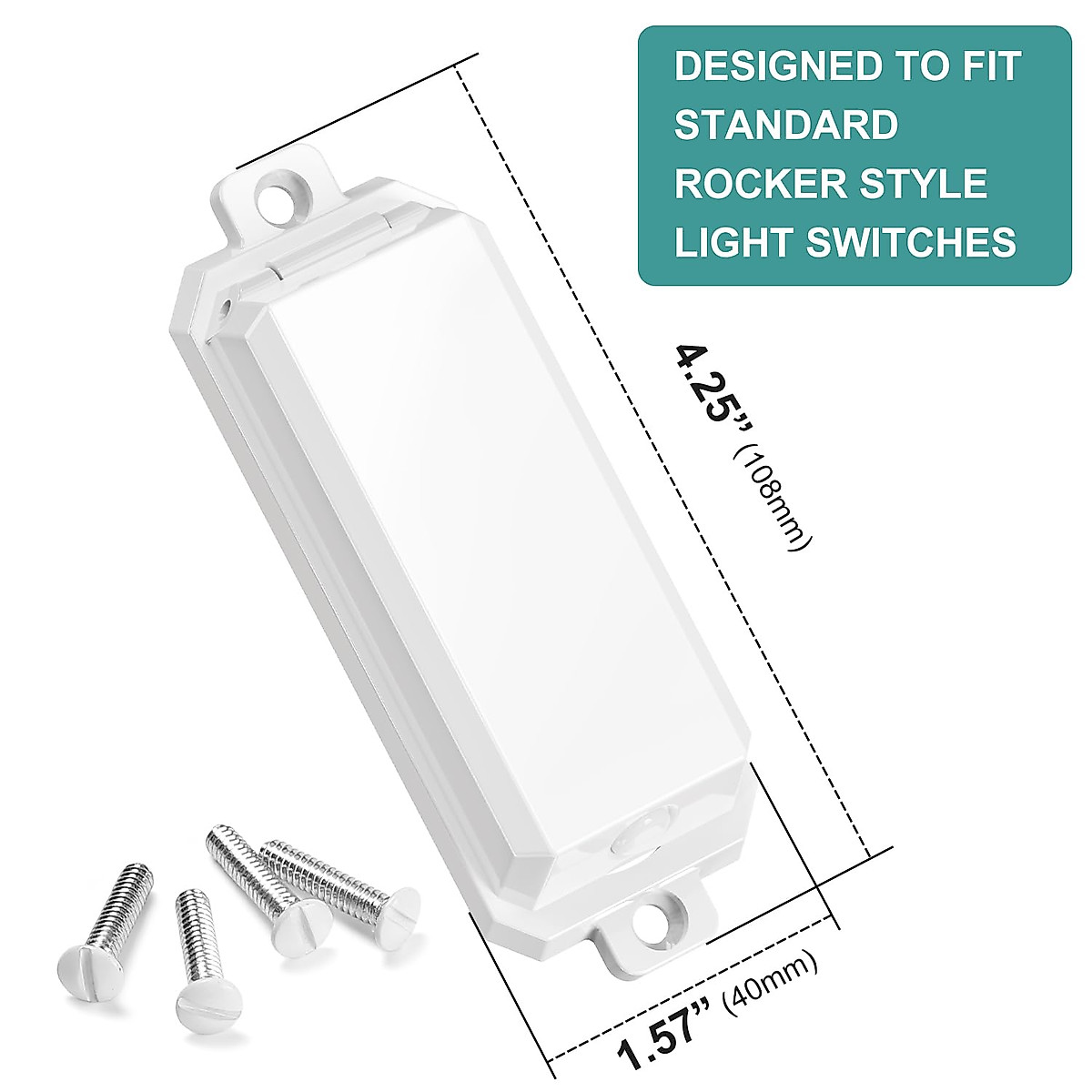 CLYMENE Light Switch Cover Guard, Child Proof Wall Switch Cover Protects Your Lights or Switches from Being Accidentally Turned ON or OFF by Children and Adults, Rocker Style (White, 2 Pack)