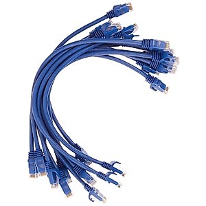 Monoprice Cat6 1ft Blue 12-Pk Patch Cable UTP 24AWG 550MHz Pure Bare Copper Snagless RJ45 Flexboot Series Ethernet Cable