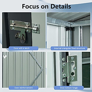 5Ft x 3Ft Outdoor Metal Storage Garden Shed with Lockable Door & Vents, Waterproof Anti-Corrosion Tool Storage Cabinet Clearance, Outside Vertical Tall Tool Shed for Backyard Patio Lawn (Gray)