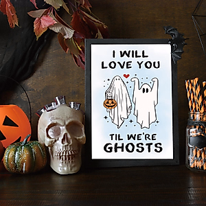 Zyulin Funny Halloween Wedding/Engagement Card for Women Men, Spooky Halloween Anniversary Card Gifts for Couples, Romantic Valentines Day Card for Him Her-I WILL LOVE YOU TIL WE'RE GHOSTS