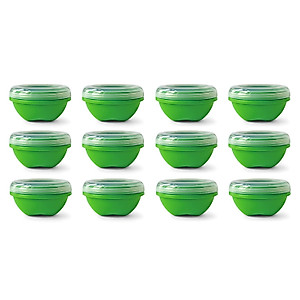 Preserve Reusable BPA Free 19 ounce Small Food Storage Container with Screw Top Lid, Bulk Set of 12, Apple Green