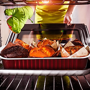 120 Pcs 7 oz Disposable Aluminum Baking Cups with Lids Square Foil Ramekins Pan Aluminum Foil Mini Loaf Pans for Baking Cakes Bread Meatloaf Food Serving (Multicolor)