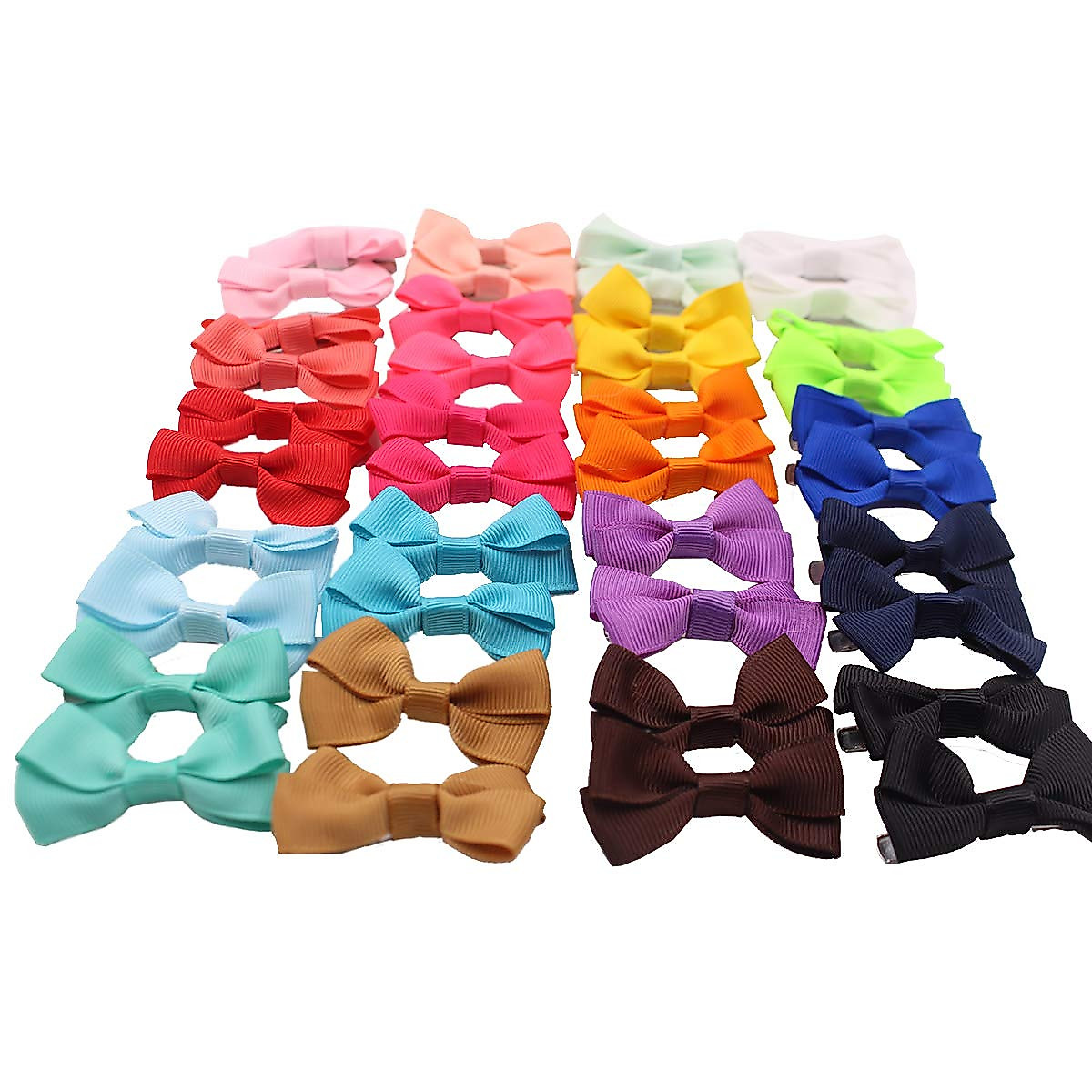 50PCS Tiny Baby Girls Hair Bows 2 Inch Grosgrain Ribbon Bows With Alligator Hair Clips Hair Barrettes Hair Accessories for Toddlers Kids Children Little Girls in Pairs