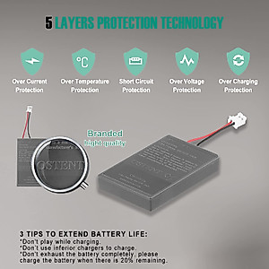 OSTENT 3.65V 1000mAh LIP1522 Rechargeable Li-ion Battery Pack for Sony PS4 Bluetooth Wireless Dual Shock Controller CUH-ZCT1 Series (CUH-ZCT1E/CUH-ZCT1U) First Generation Old Version Big Connector