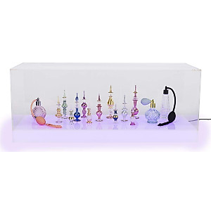 Displays2go 30 x 12 Illuminated Acrylic Display Case, 16 Color Modes – Clear, White (FDLEDDCSQ3)