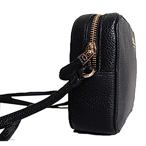 Coach Pebble Leather Mini Camera Crossbody Shoulder Bag, Black