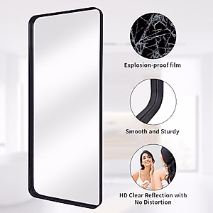 VooBang Full Length Mirror Deep Framed 30x71 Inch Floor Stand, Leaning or Dressing Modern Sleek and Chic Design Ideal for Bedroom, Closet, or Entryway Black