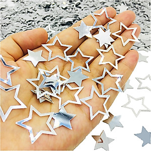 Confetti Star Confetti Birthday Party Scatter Wedding Party Sequins Glitter Metallic Table Decoration for Anniversary Birthday Retirement Weeding event Supplies.(Star 2 Size Silver)