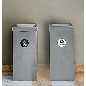 Recycle and Trash Can Sticker - 4"x4" Black & White Round Label 4 Pack Set - Organize Kitchen & Office Disposal Bins (Pixelverse Design)