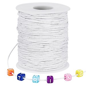 White Elastic String, 328 Feet 1mm Stretchy Bracelet String Bead Cord for Bracelets, Necklaces, Jewelry Making, Beading, Pony Beads and Crafts