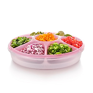 Tupperware Serving Center Set - 6 Compartment Serving Tray and Party Platter - Food Storage Container and Lid - Dishwasher Safe & BPA Free