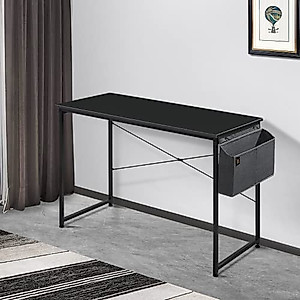 MoNiBloom Writing Computer Desk 40", Simple Home Office Gaming Desk with Storage Bag, Space Saving Table - Black
