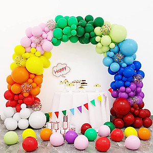 Holicolor 170pcs Balloons Assorted Colors Rainbow Balloon Arch Garland Kit Different Sizes 18 12 10 5 Inch Latex Confetti Balloons for Birthday Color Party Anniversary Festival Arch Decoration