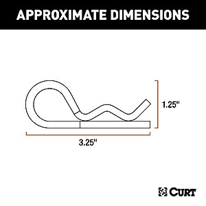 CURT 21602 Trailer Hitch Clips for 1/2 or 5/8-Inch Pins, 3-Pack