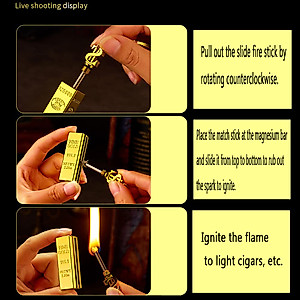 Permanent Flint Keychain,10000 Times Reusable Keychain Match, Keychain Lighter Waterproof Match,oil lighter, Cool Lighters, EDC Emergency Matchstick Survival（NOT OIL INCLUDED）