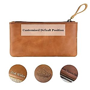 [Free Name Engraving]Leather Pencil Case,Vintage Leather Pencil Pouch Handmade Pencil Pouch Stationery Bag, Makeup Pouch Bag for Adults Teens Students Art School and Office Back to School Gift