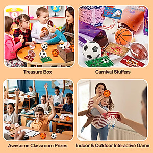16 PCS Stress Balls Foam Bouncy Balls Stress Relief Pinata Filler Goodie Bag Stuffers Gift Card Basketball Football Party Favors for 4-8 8-12 Treasure Box Toddler Bulk Toys Classroom Kids Prizes