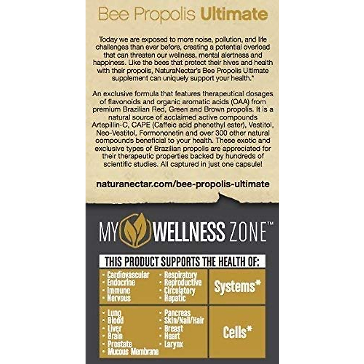 NaturaNectar Ultimate Bee Propolis | NSF Contents Certified | Premium Red, Green, Brown Brazilian Propolis | with Flavonoids and PWE | Ethical Beekeeping & Naturally Sourced | 60 veggie capsules