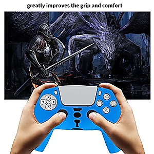 Controller Grip Cover, Removeable Silicone Sleeve Comfort for PS5(Blue)