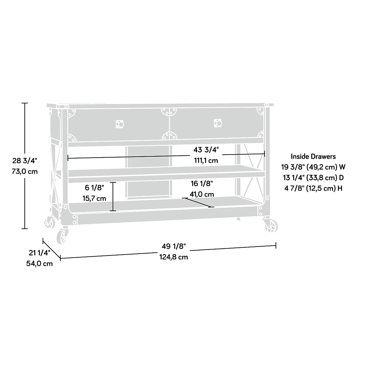 Sauder Steel River TV Stand, for TVs up to 52", Carbon Oak Finish