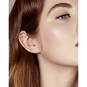 COCHARM 16G G23 Titanium Cartilage Earrings for Women Flat Back Dog Paw Print Upper Ear Cartilage Earrings Stud Internally Threaded Conch Earrings 16 Gauge Forward Helix Earrings