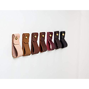KEYAIIRA - Small Leather Wall Hook, minimalist leather strap hanger for bath towel holder leather wall hook strap towel hook bathroom decor brass towel ring nordic home