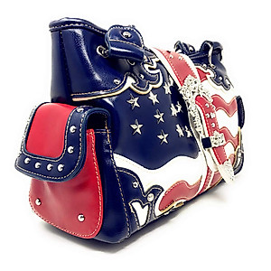 American Flag Rhinestone Concealed Carry Handbag,Purse in Multi Colors (American Buckle Set)