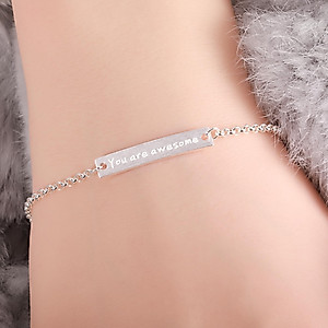 You are Awesome Gifts for Women, 925 Sterling Silver Bracelets for Women, Charm Bracelets for Women, Little Words Project Bracelet for Women, Matching Bracelets for Best Friends by ALiLuYa