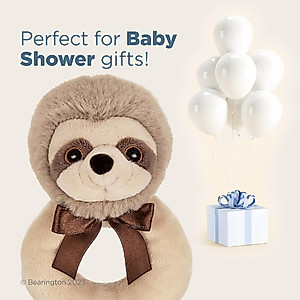 Bearington Collection Baby Lil’ Speedster, 5.5 Inch Sloth Plush Stuffed Animal Soft Ring Rattle, Sloth Baby Stuff