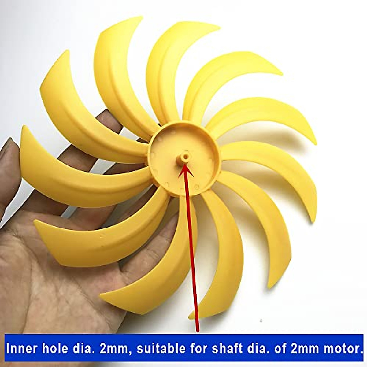 QINIZX 6.9Inch Plastic Fan Blade 11-Leaves with 0.078" Round Bore Motor Accessories Replacement for Electric Fan Blades or DC Power Motor Wind Turbine Electricity Generator Blades Model, 1PC