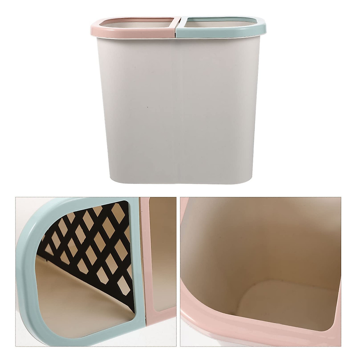 Ipetboom Sorting Trash Can Double Compartment Trash Can Bathroom Trash Can 2 Compartment Rubbish Can Outdoor Trash Can Bins Bathroom Garbage Can Plastic Office Cupboard White Ultra Thin