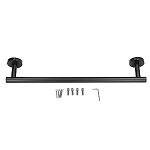 Towel Bar for Bathroom, 304 Stainless Steel Towel Holder, 45cm Matte Black Towel Rack, Nail Free Punch Single Rod Towel Rack, Simple and Stylish Black Towel Bar for Bathroom Kitchen