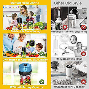 Electric Mason Jar Vacuum Sealer Kit for Wide Mouth and Regular Mouth Mason Jars, MEVERTRY Cordless Auto FoodSaver Vacuum Sealer, Canning Food Storage with LED Count-down Display