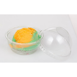 Golden Apple, 3.5oz-30sets Clear Plastic Cups for Ice Cream, Snack Bowl with Dome lids No Hole