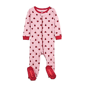 Leveret Kids & Toddler Boys Girls Footed Pajamas 100% Cotton Ladybug w/Heart (Size 3-6 Months)