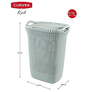 Curver Knit Laundry Storage Hamper, Misty Blue, 57 Litre
