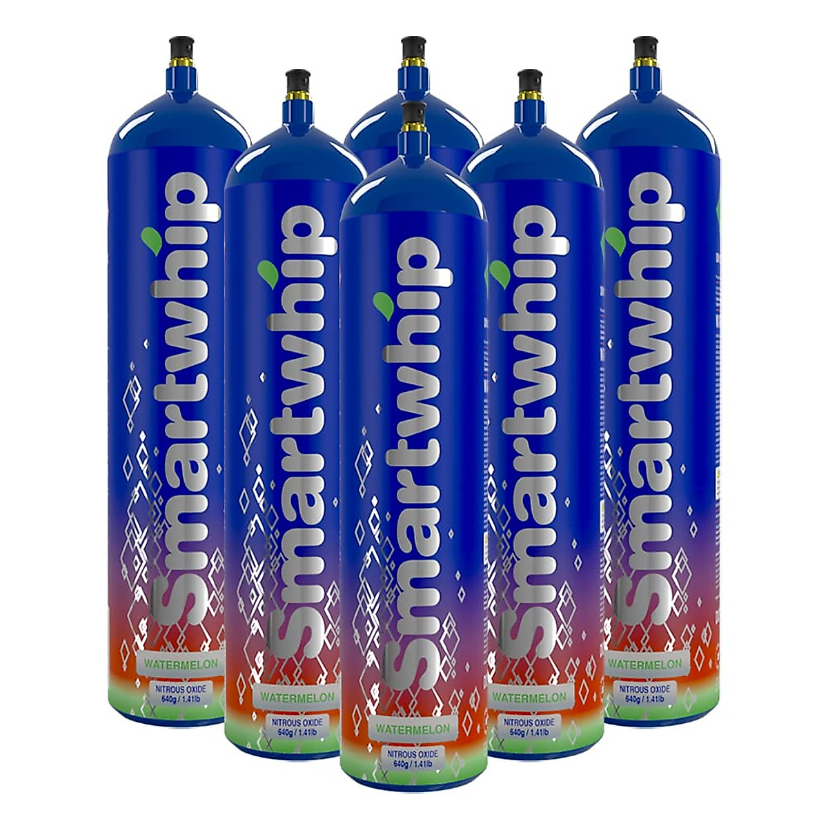 Smart Whip Whipped Cream Chargers - Pure N2O Whipped Cream Cylinder -Liter Nitrous Oxide Chargers (640 gram) Compatible with Cream Whippers - 1 Carton (6 cylinders)-WATERMELON FLAVOR