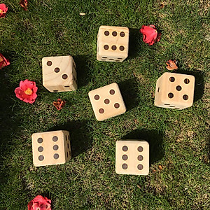 SPORT BEATS Giant Wooden Yard Dice, Outdoor Games Set of 6 with Two Games Party Lawn Games